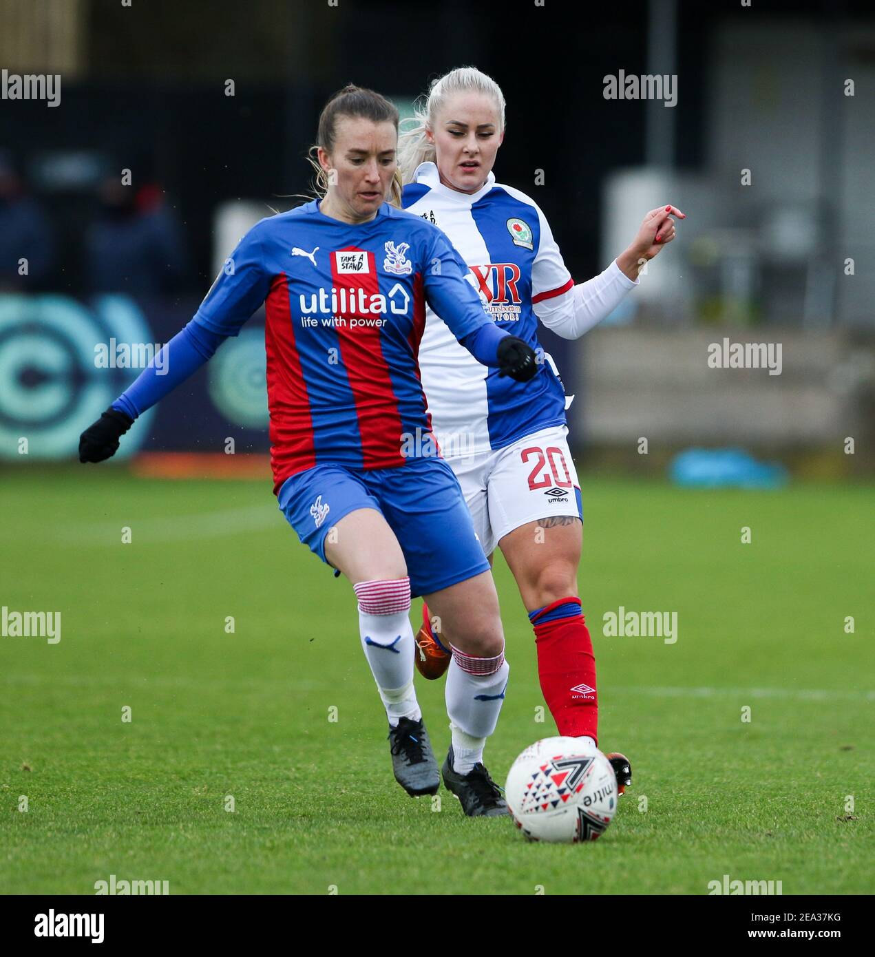 Amy Goddard (#4 Crystal Palace) and Ali Johnson (#20 Blackburn Rovers ...
