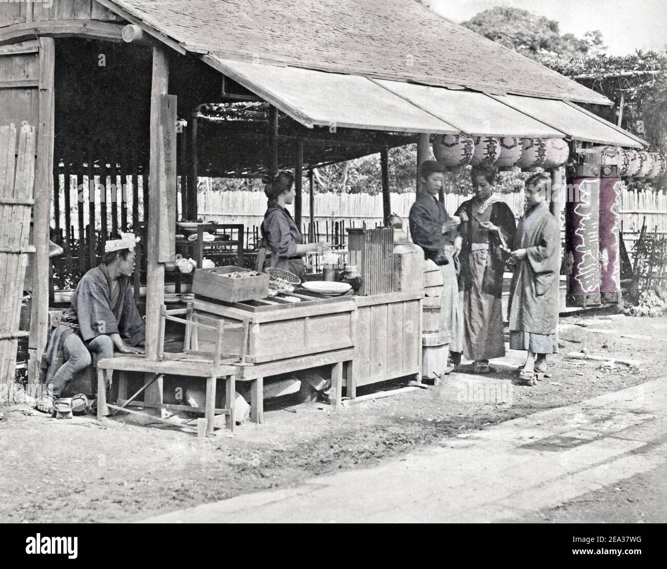 Late 19th century photograph - Wayside food stall, Japan, c.1870's ...