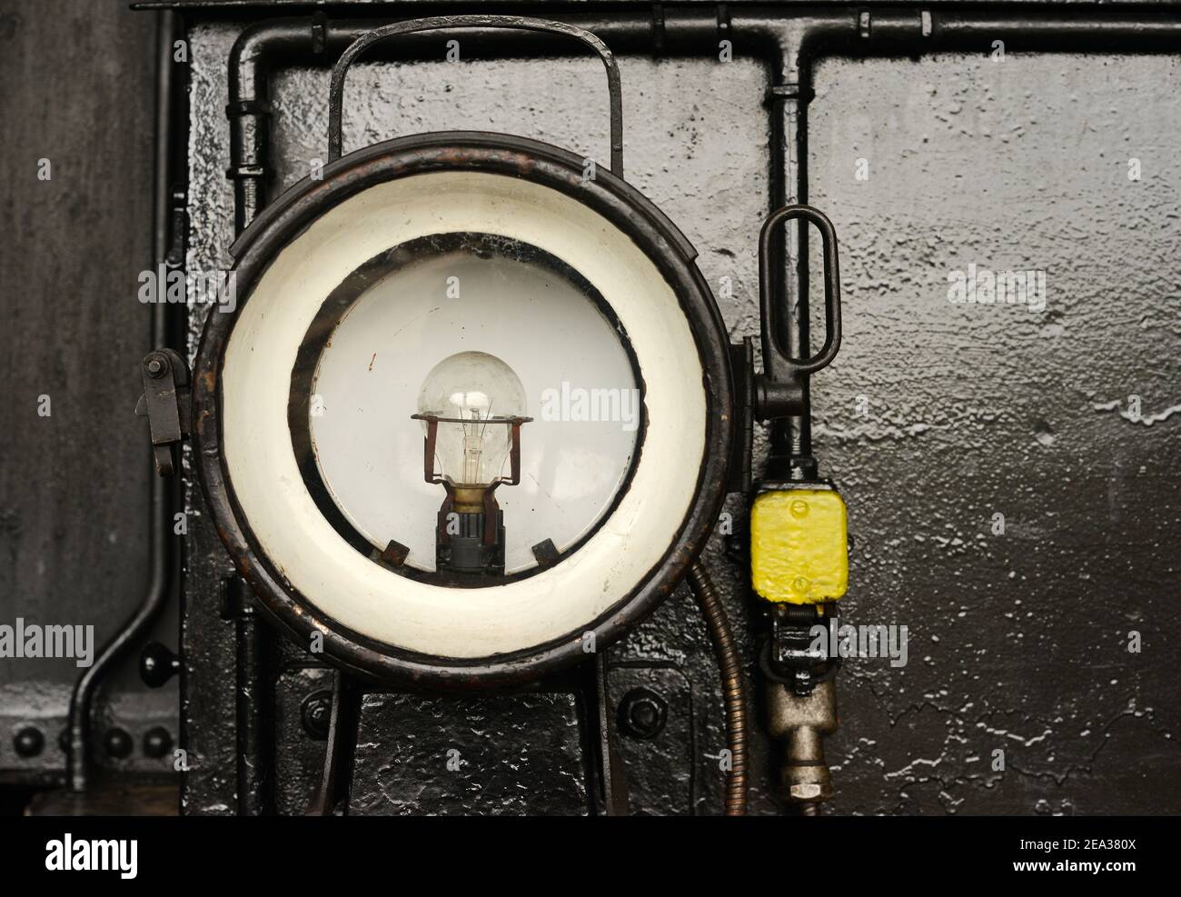 Retro lamp on a steam locomotive Stock Photo - Alamy