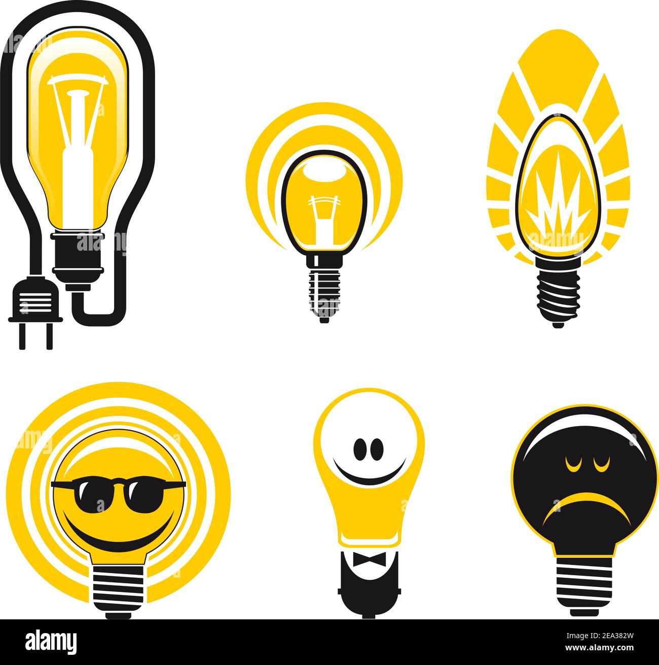 Set of light bulb symbols for creative design isolated on white Stock ...