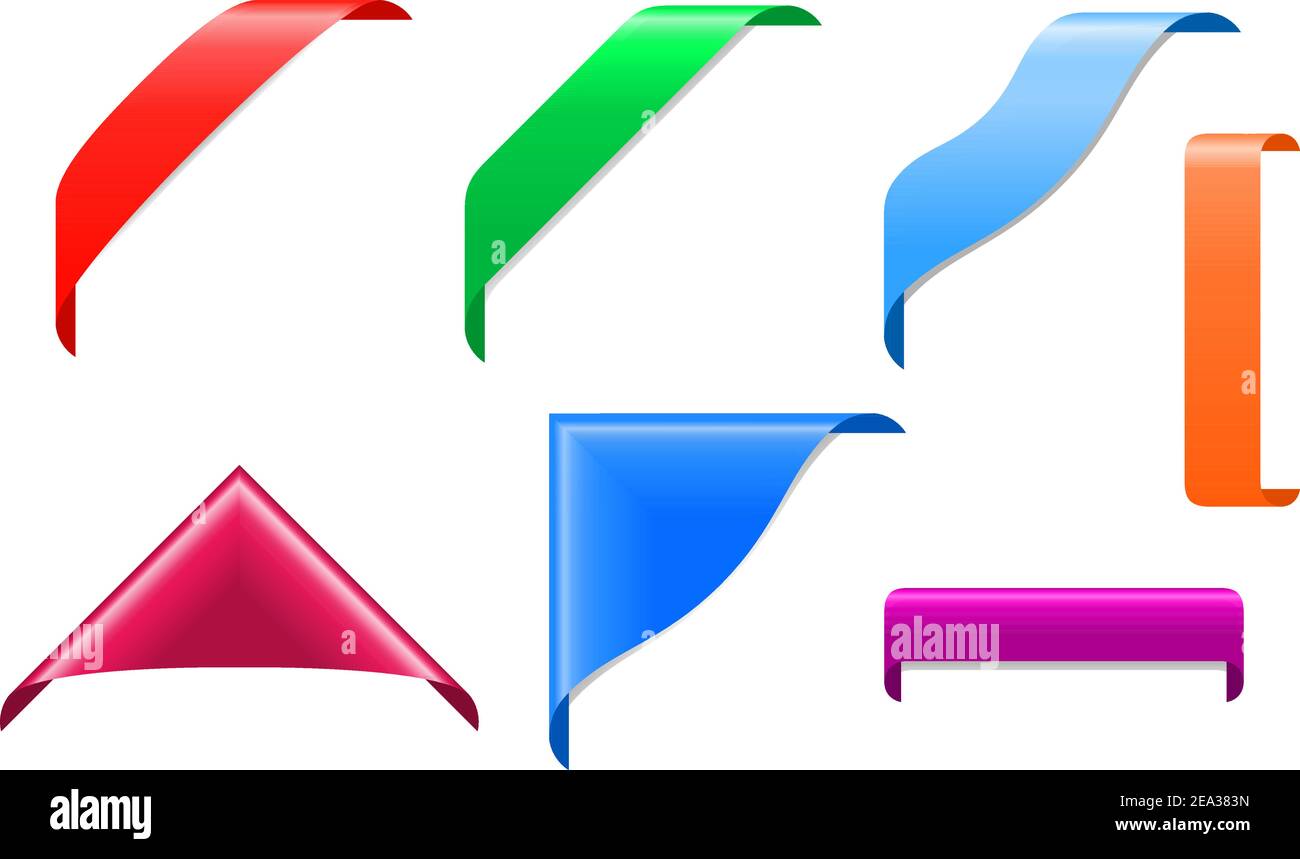 Corner ribbons set isolated on white for design Stock Vector Image ...