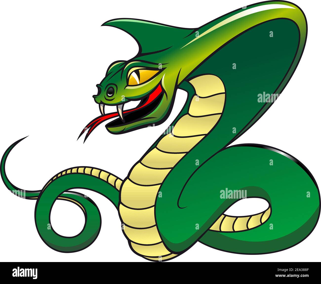 Green danger snake isolated on white as a warning concept Stock Vector ...