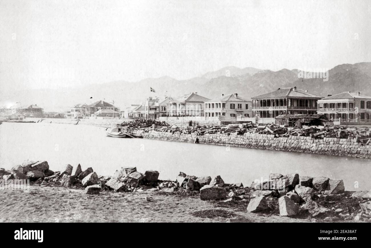 Late 19th century photograph - The Bund, Kobe, Japan, 1870's Stock ...