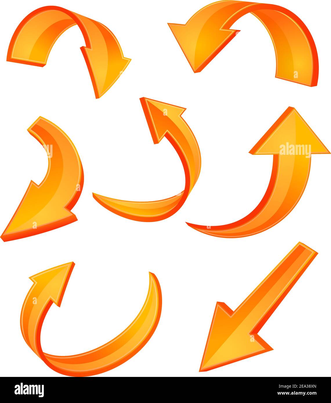Set of glossy orange arrow icons for web design Stock Vector Image ...