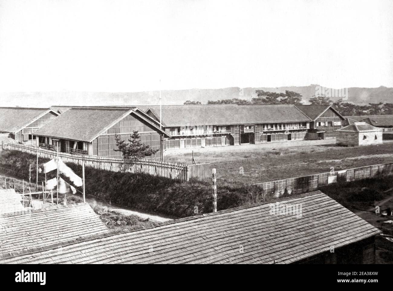 Late 19th century photograph - Japanese army Barracks at Noge, Japan ...