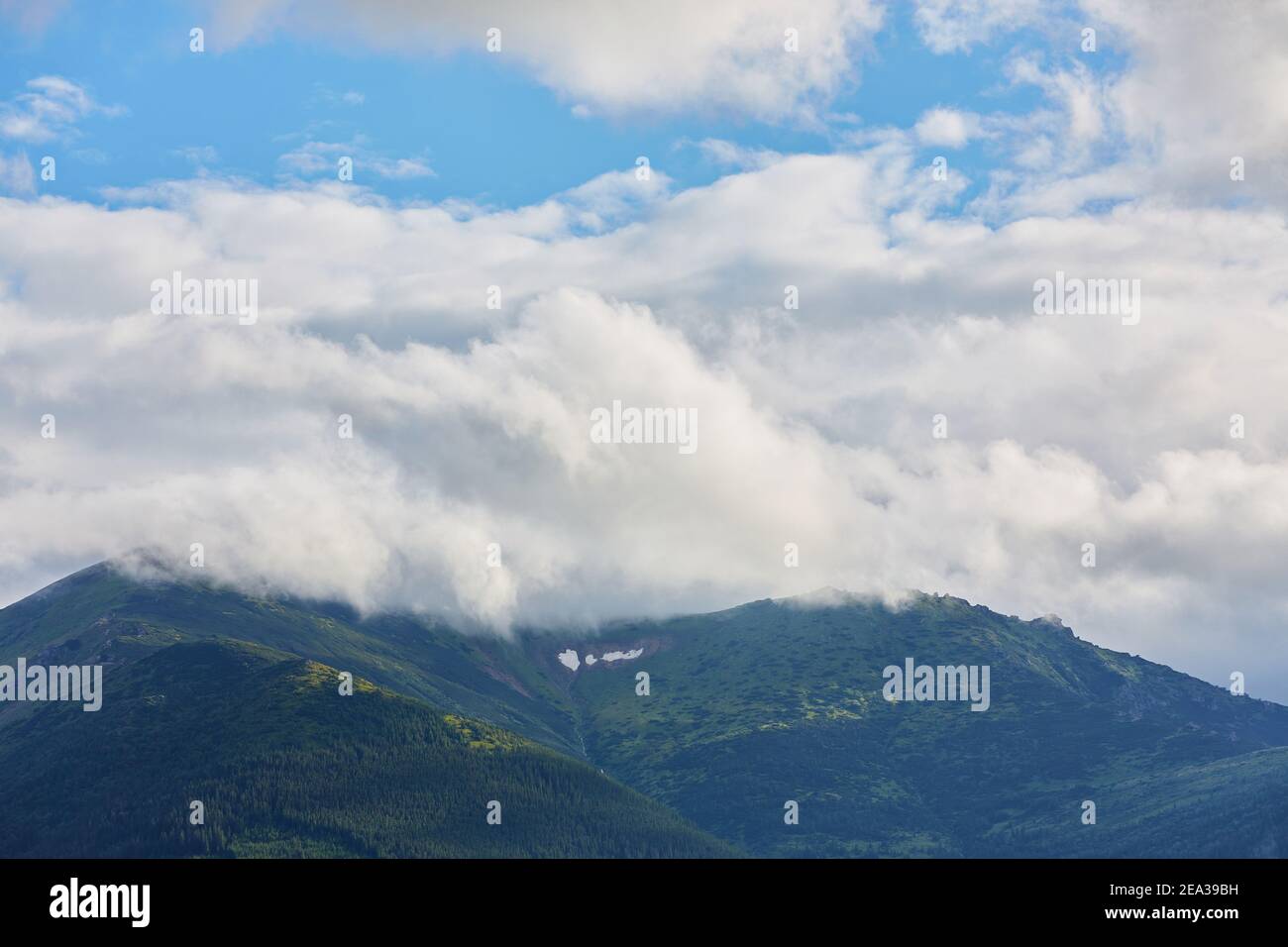 Natural sky and clouds background. Cloudy cover over mountains Stock ...