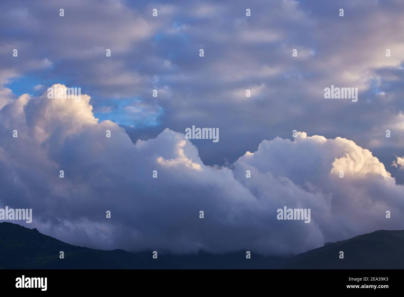 Natural sky and clouds background. Cloudy cover over mountains Stock ...