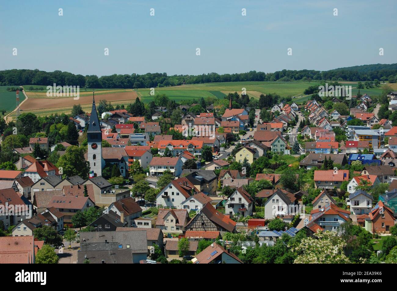 Aerial view of the town of Beilstein, as seen from Hohenbeilstein ...