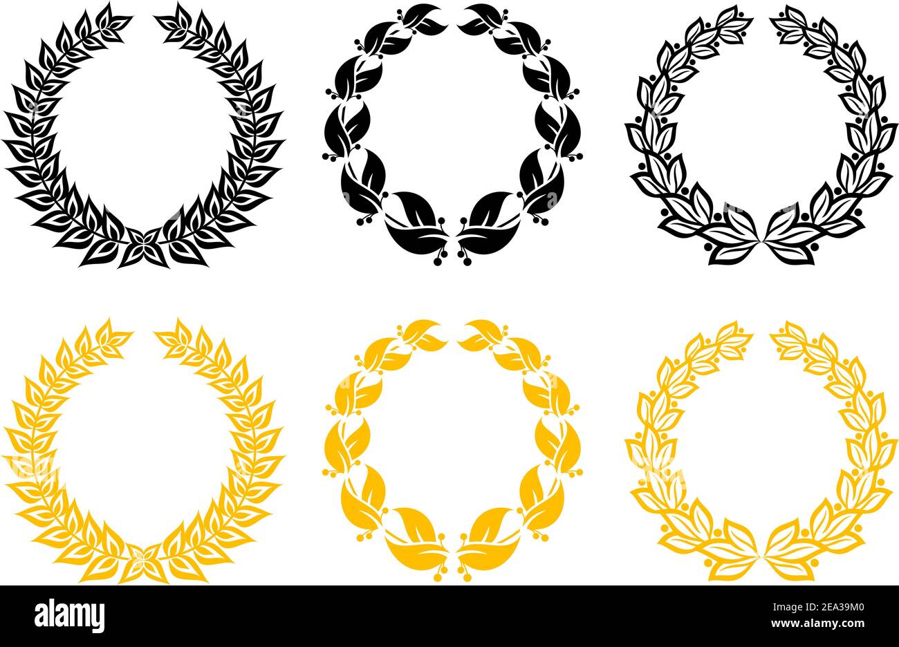 Set of gold and black laurel wreaths Stock Vector Image & Art - Alamy