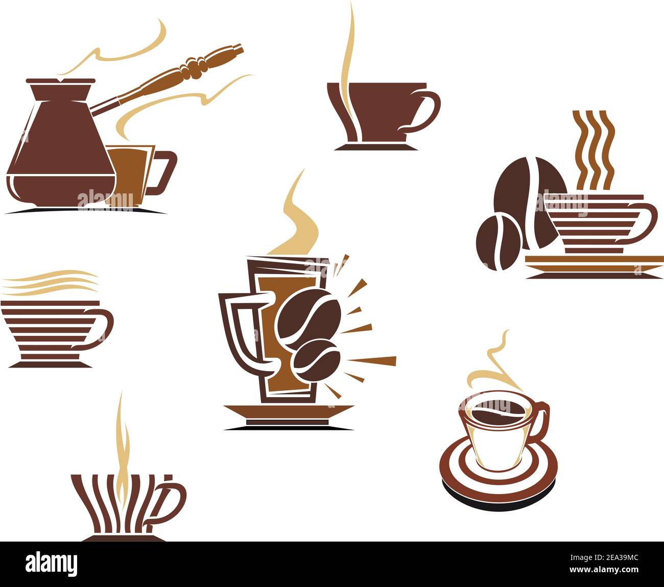 Coffee and tea symbols and icons for food design Stock Vector Image ...