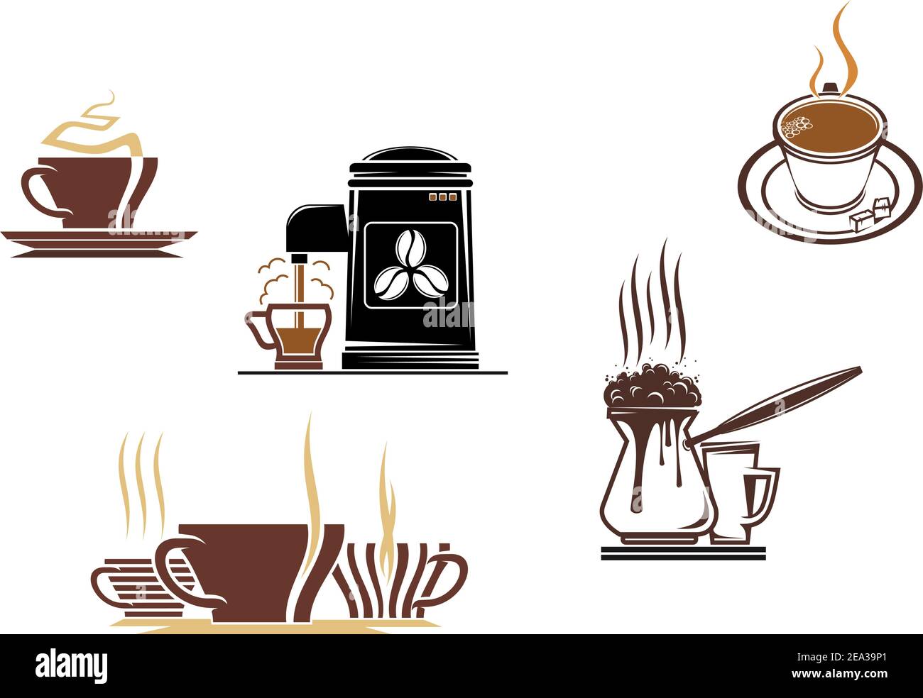 Coffee and tea symbols and icons for food design Stock Vector Image ...