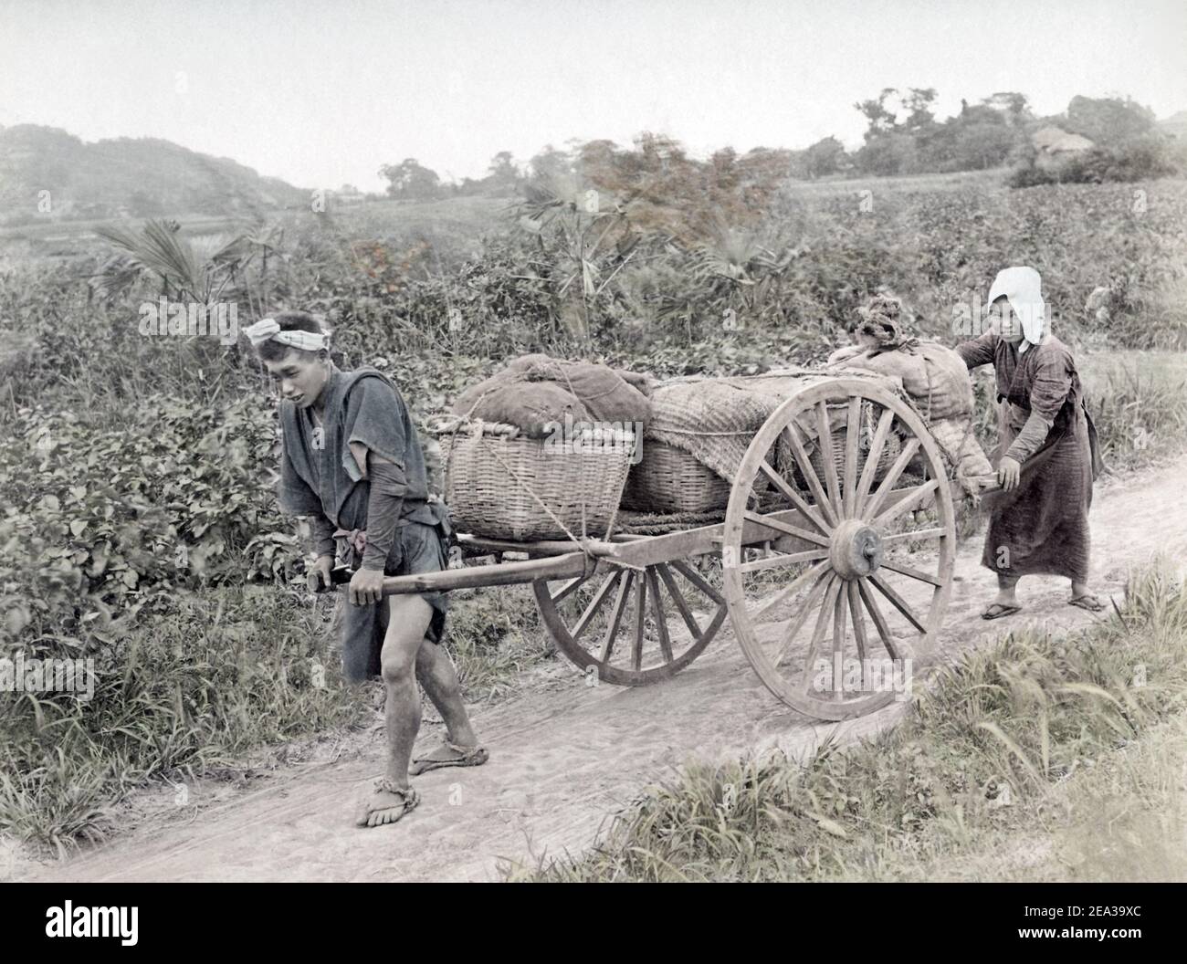 Late 19th century photograph - Farm cart, Japan, c.1880's Stock Photo ...