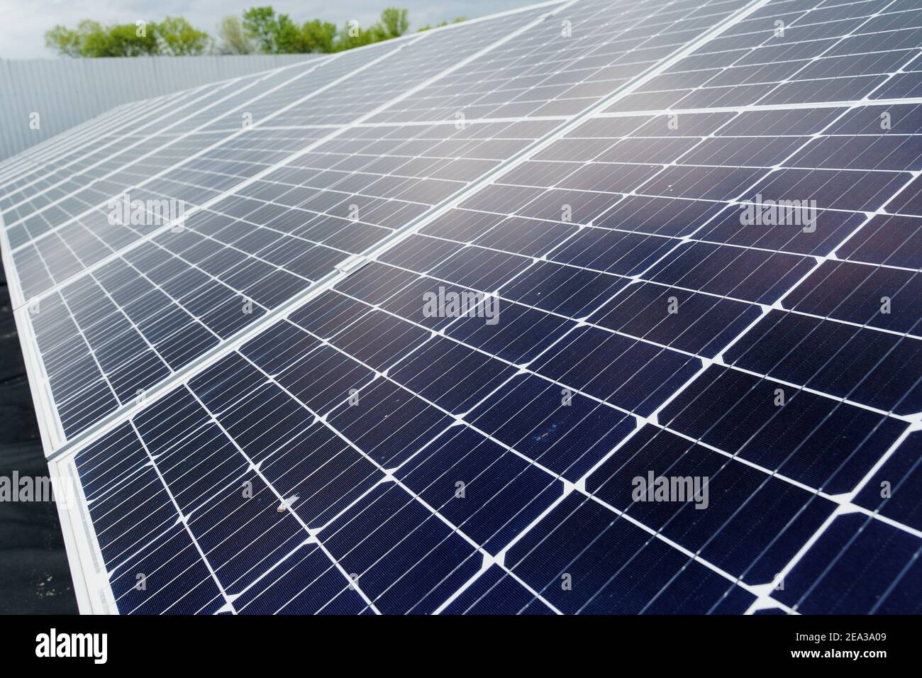 Solar cells closeup. Alternative solar panels power plant ...