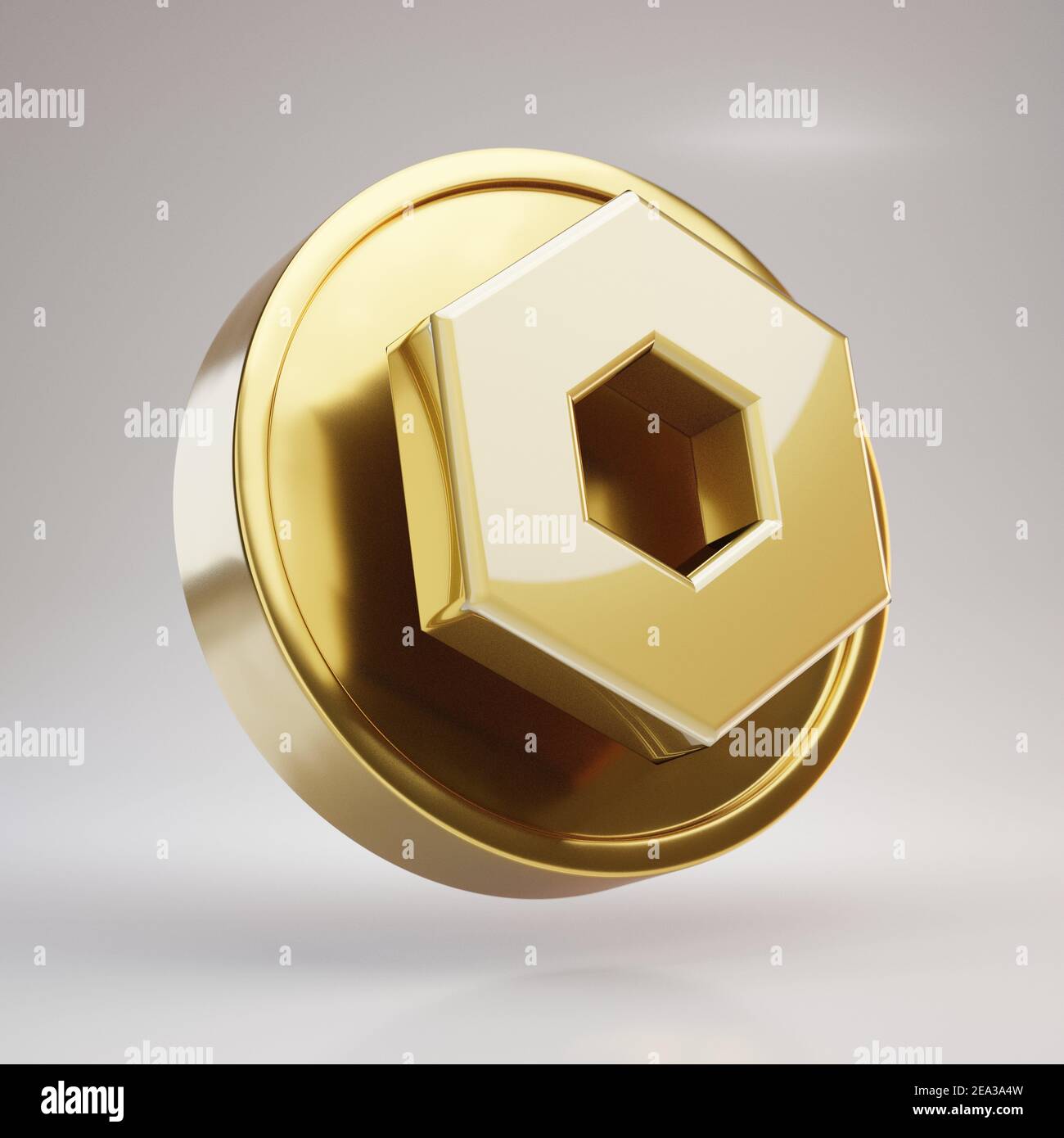 Chainlink cryptocurrency coin. Gold 3d rendered coin isolated on white ...