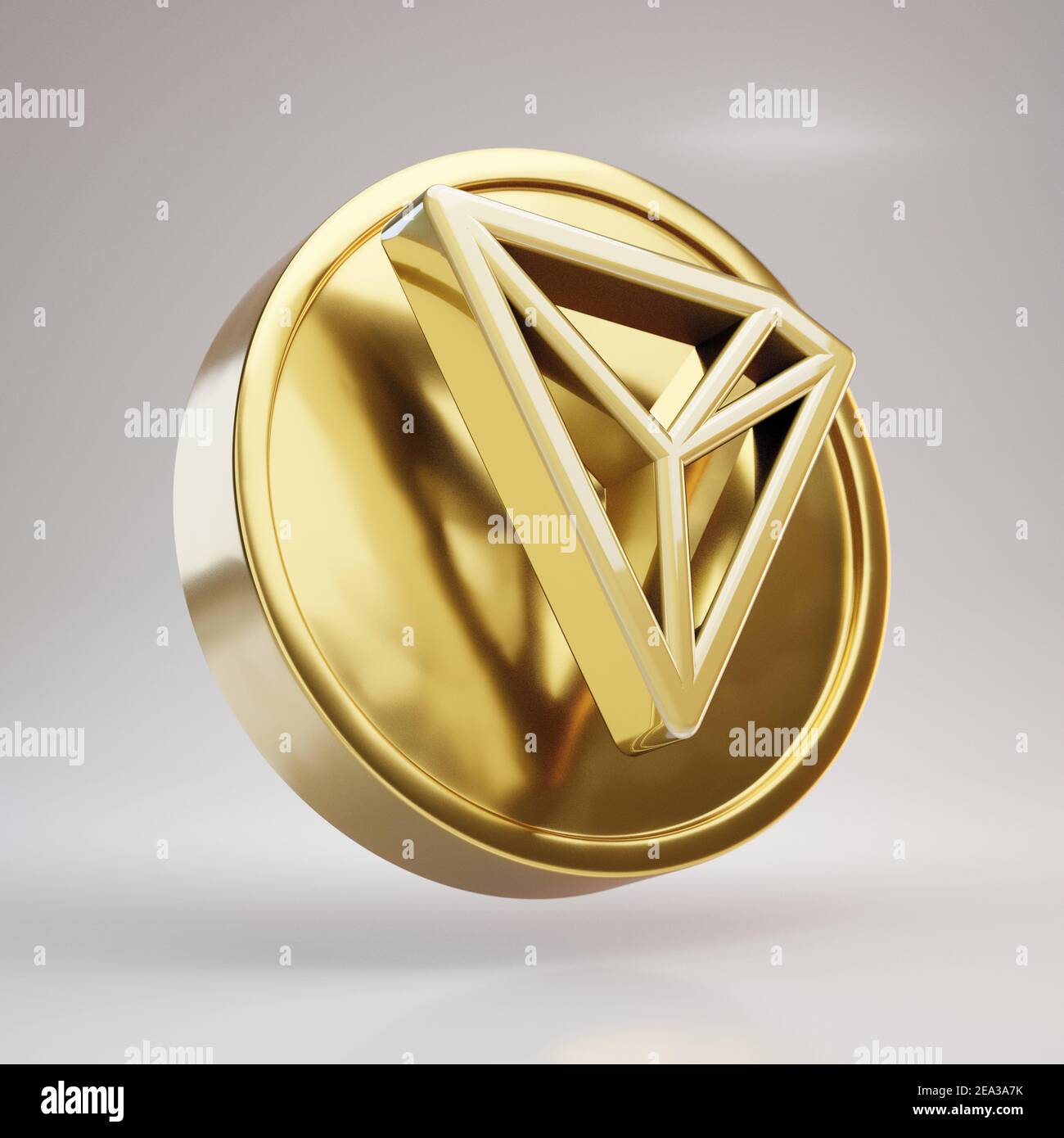 Tron cryptocurrency coin. Gold 3d rendered coin isolated on white ...