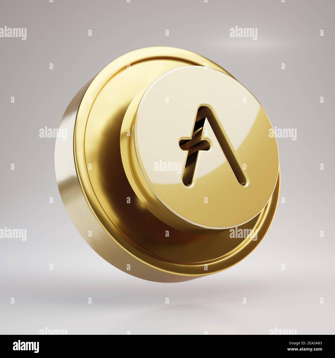 Aave cryptocurrency coin. Gold 3d rendered coin isolated on white ...