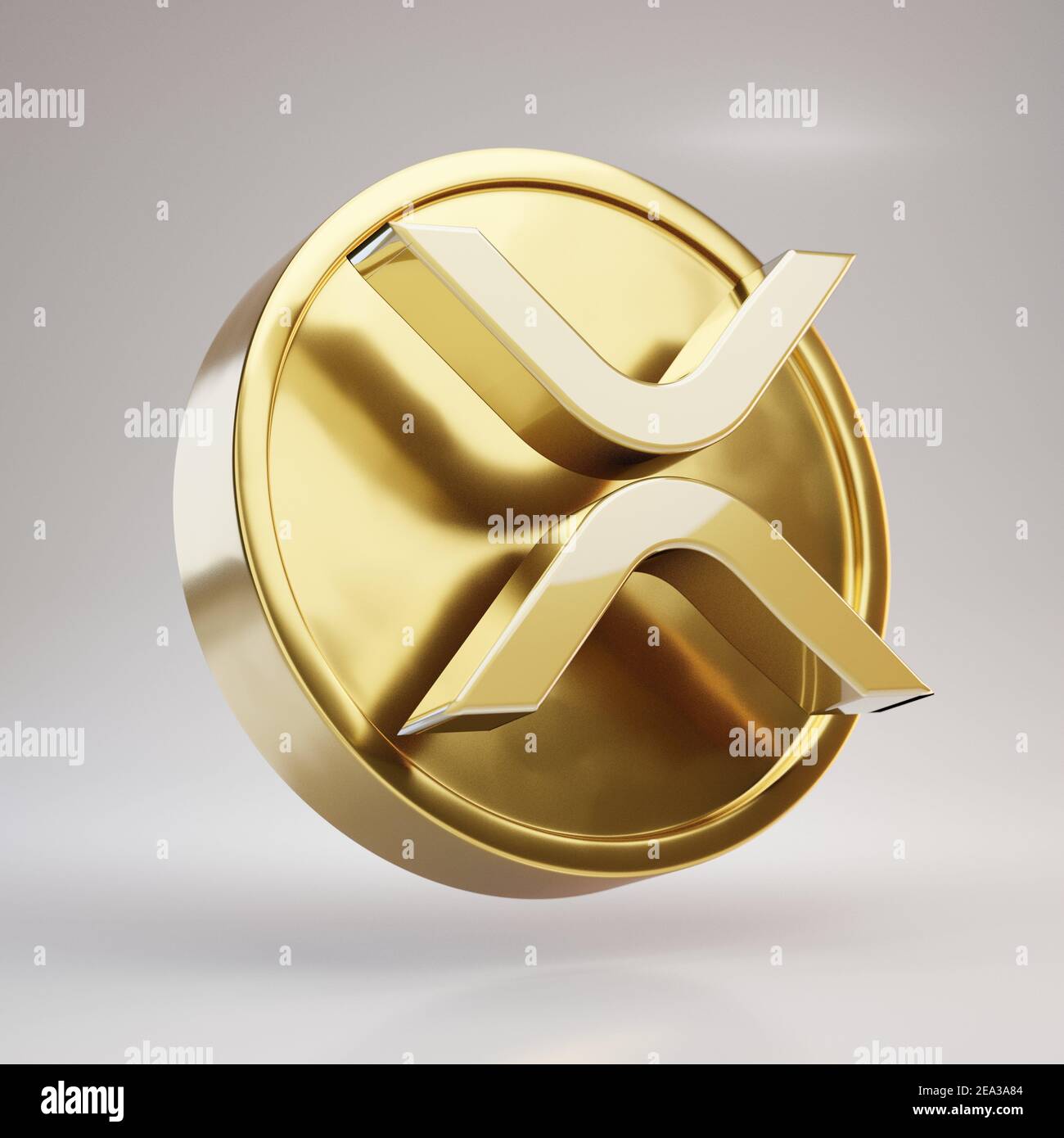 XRP cryptocurrency coin. Gold 3d rendered coin isolated on white ...