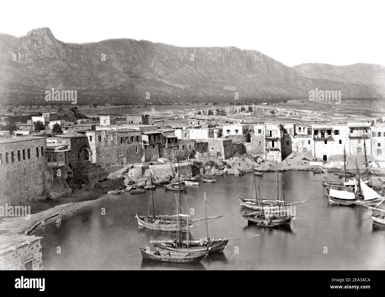 Late 19th century photograph - The harbour at Paphos, Greece, c.1880's ...