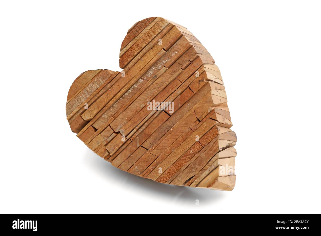 handmade wooden heart on white background, symbol of love made of wood ...