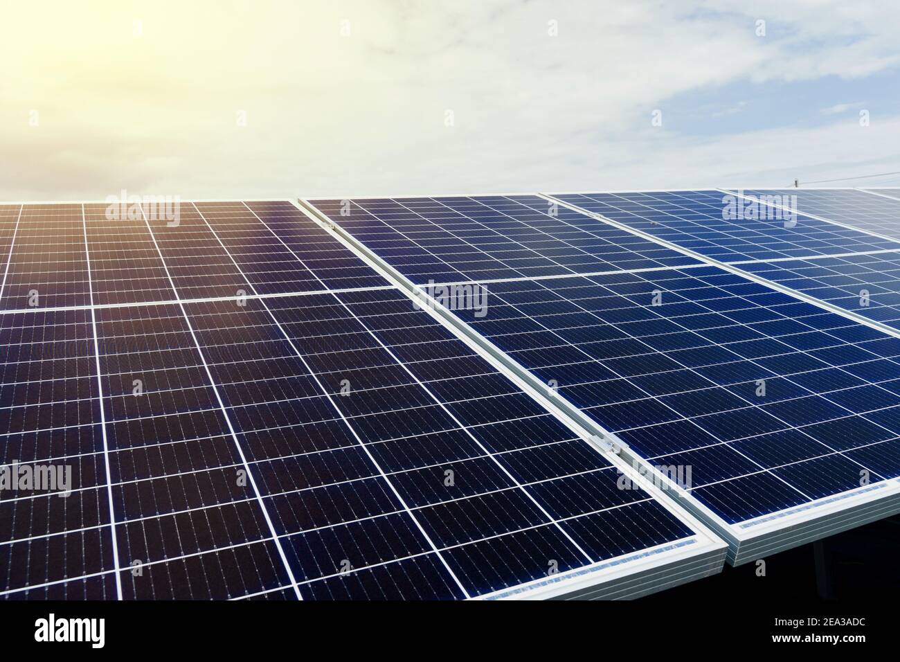 Solar cells closeup. Alternative solar panels power plant ...
