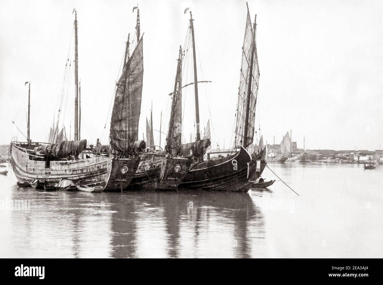Late 19th century photograph - Chinese Junks, trading ships, c.1890 ...