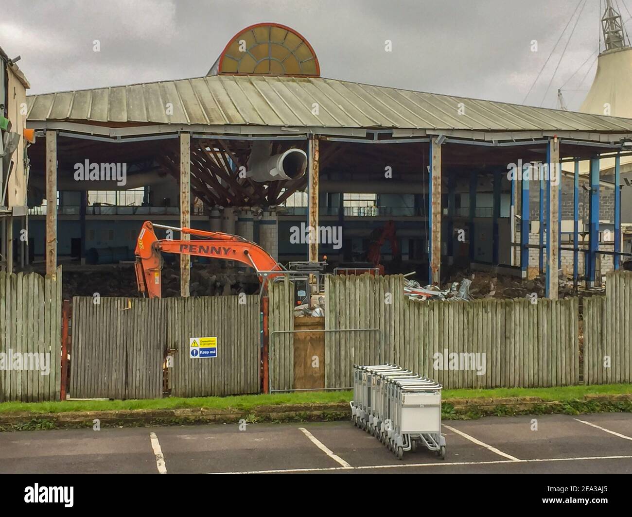 Demolition of the old swimming pool, which opened in 1987, taking place ...