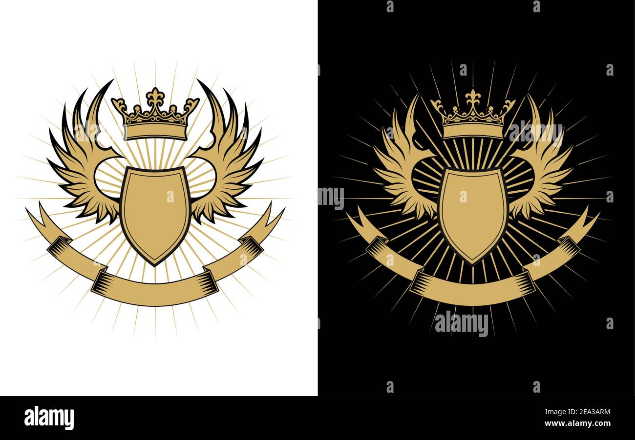 Heraldry elements with wings and ribbons for design Stock Vector Image ...