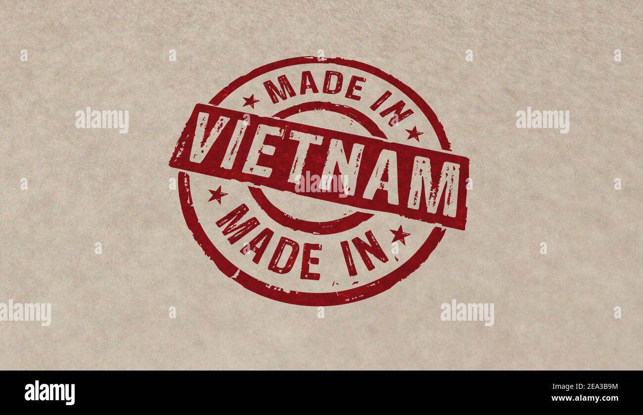 Made in Vietnam stamp icons in few color versions. Factory ...