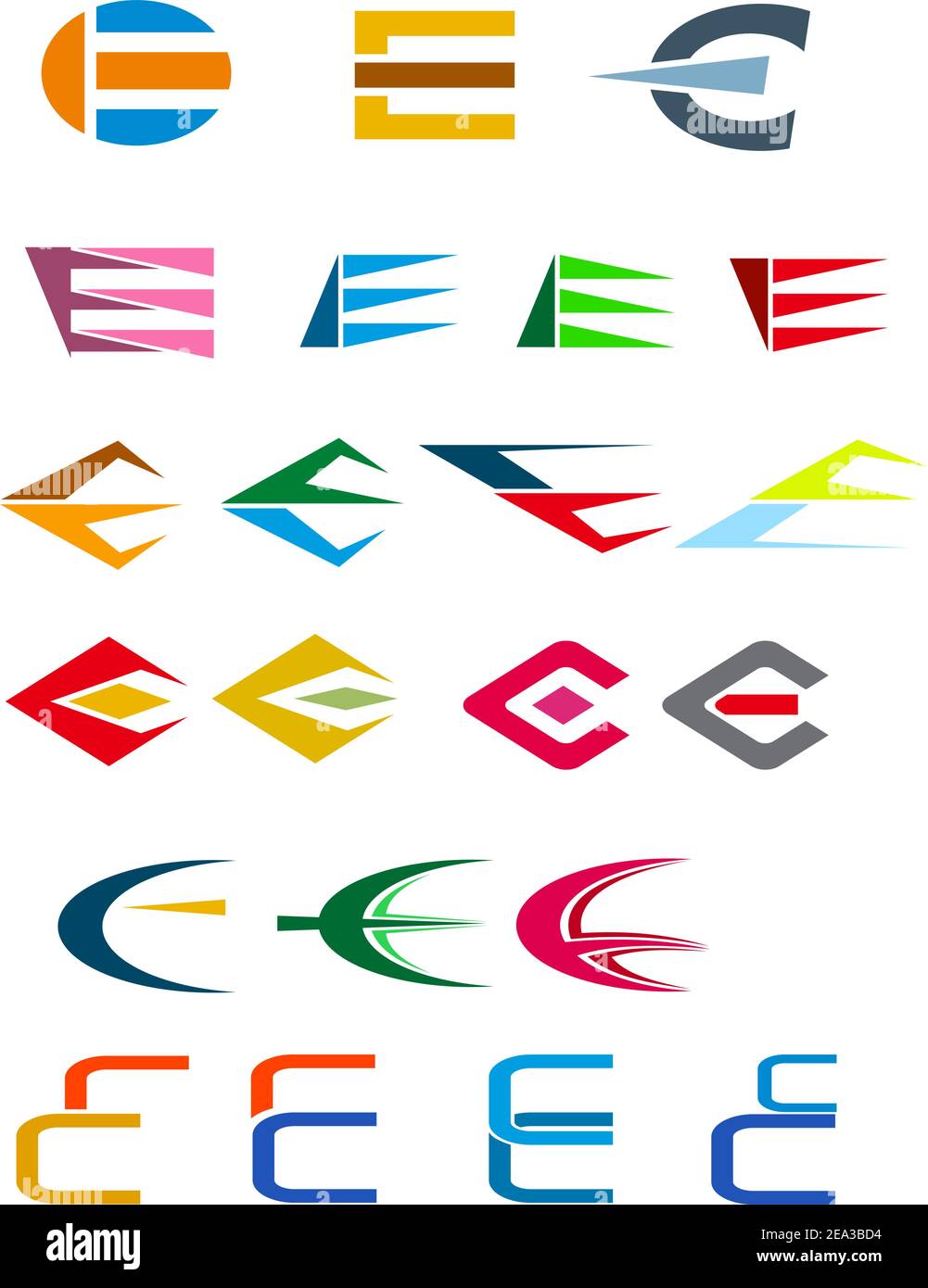 Set of alphabet symbols and elements of letter E Stock Vector Image ...