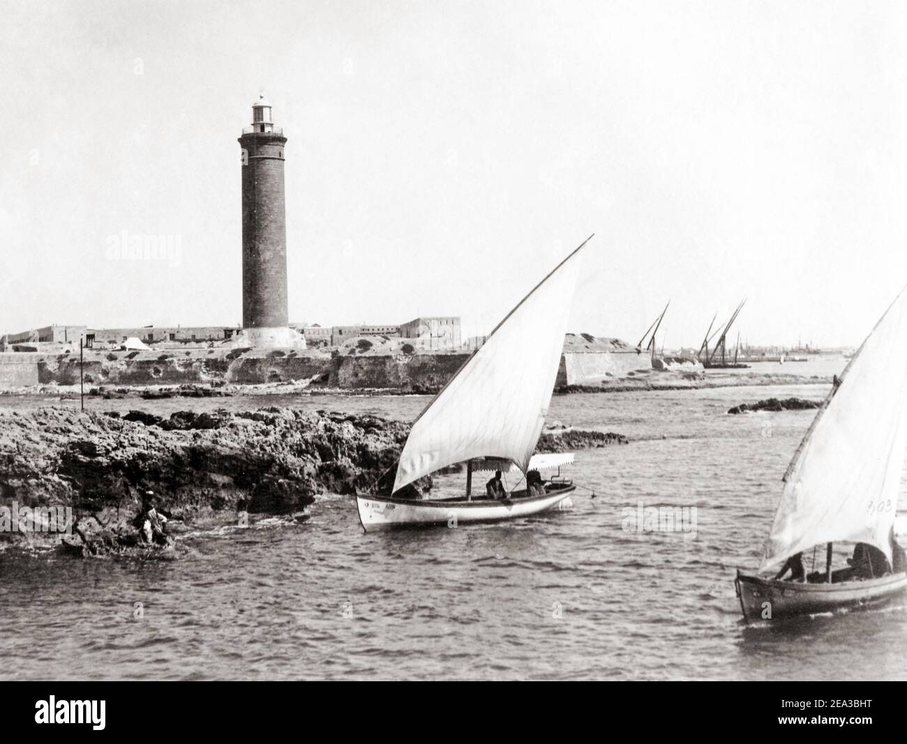 Late 19th century photograph - Sailing boats near Alexandria, Egypt, c ...