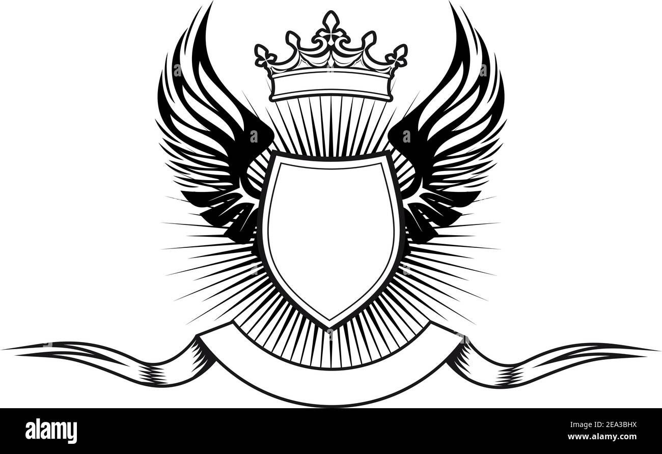 Heraldry elements with wings and ribbons for design Stock Vector Image ...