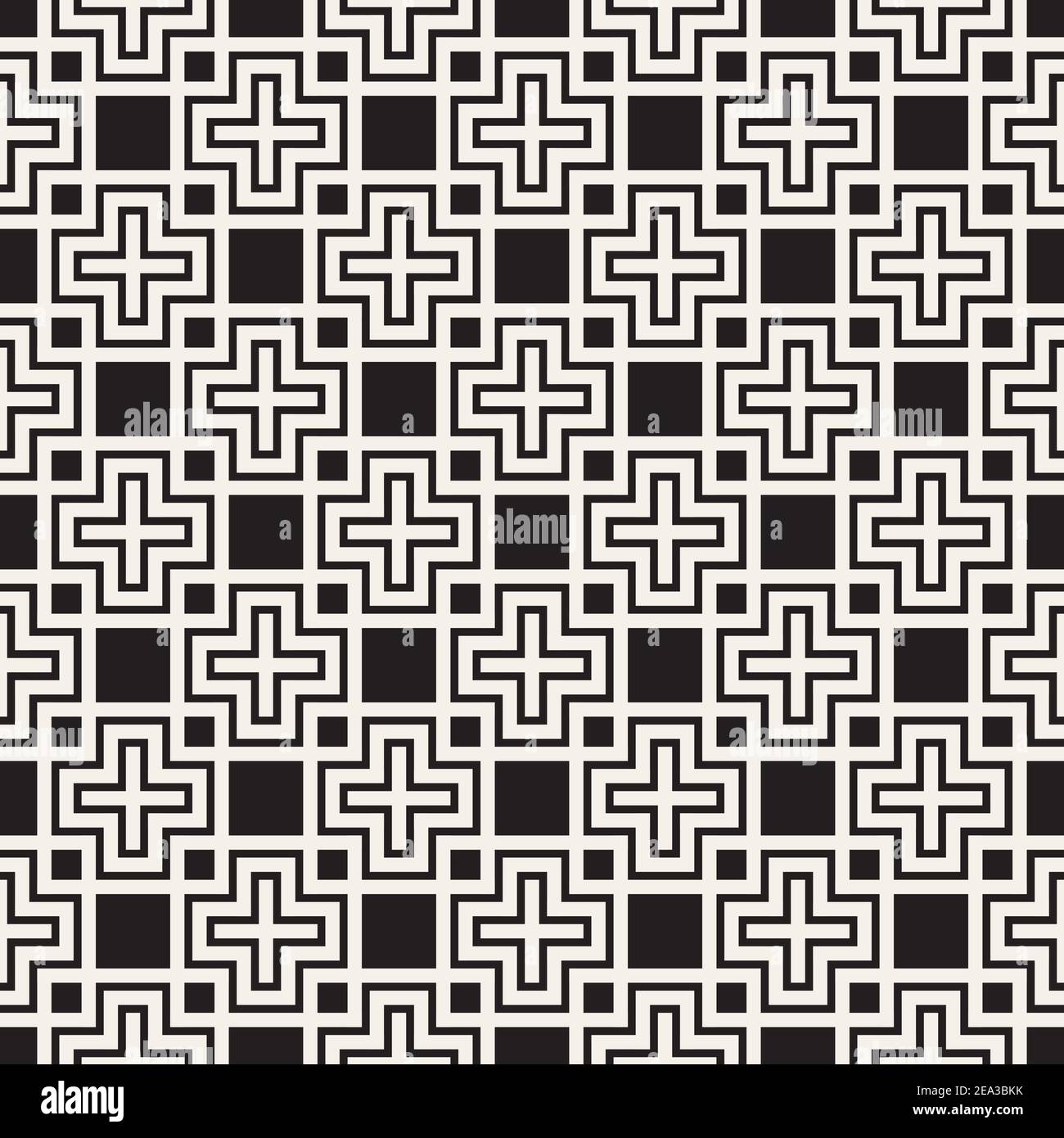 Vector seamless cross pattern. Repeating geometric black and white ...