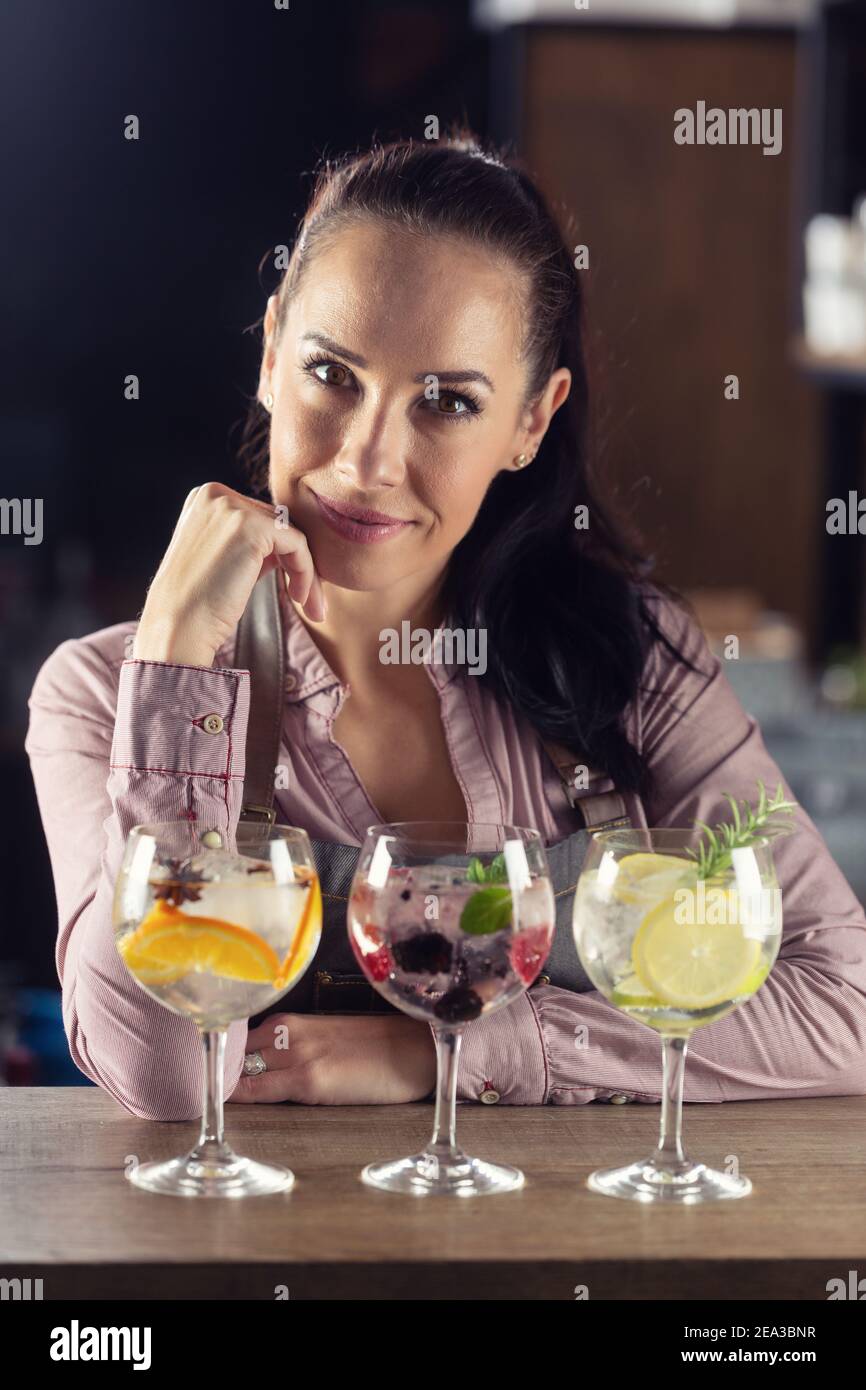 Young beautiful female bartender hi-res stock photography and images ...