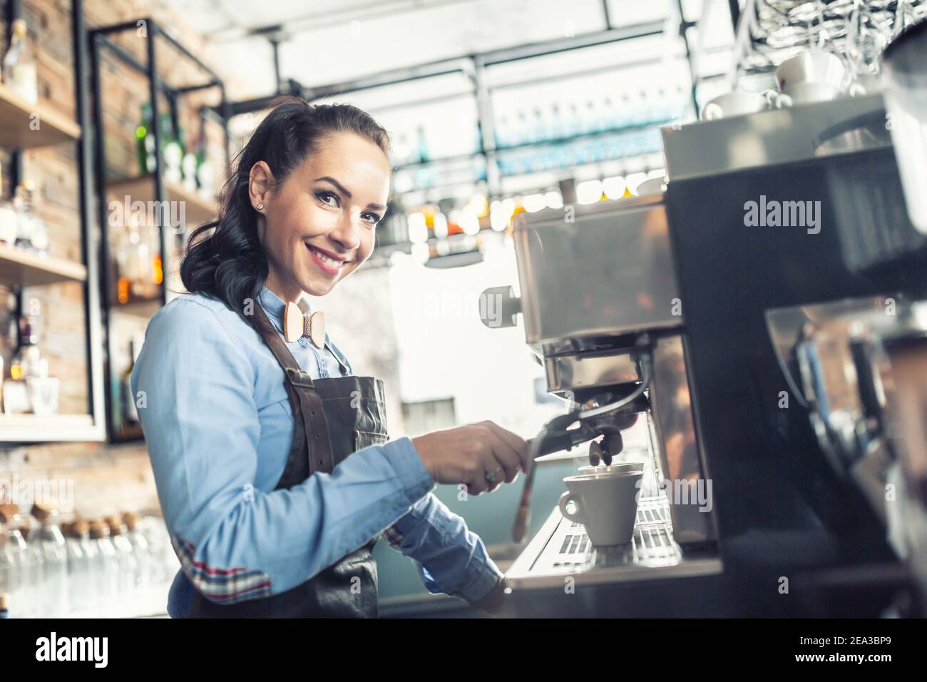 Beautiful young barista standing in hi-res stock photography and images ...