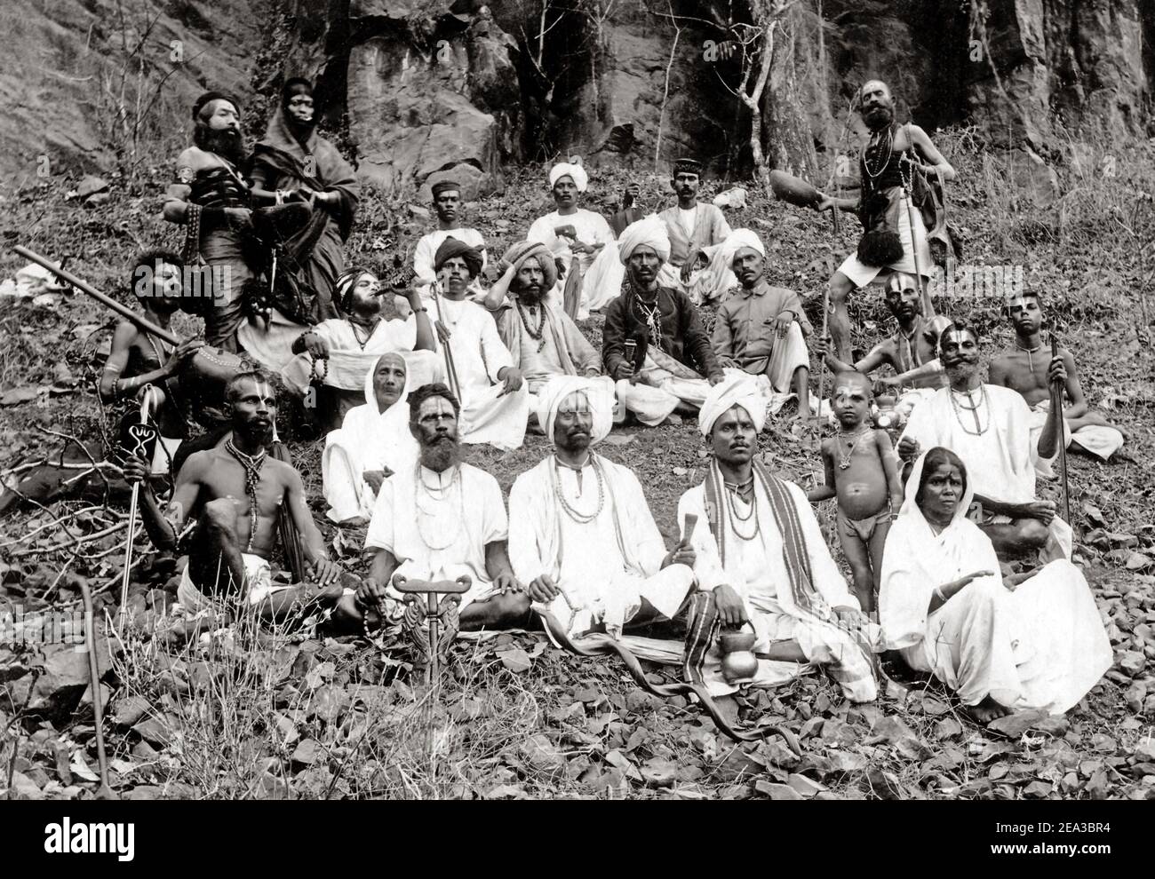 Late 19th century photograph - Group of Fakirs, or holy men, India, c ...