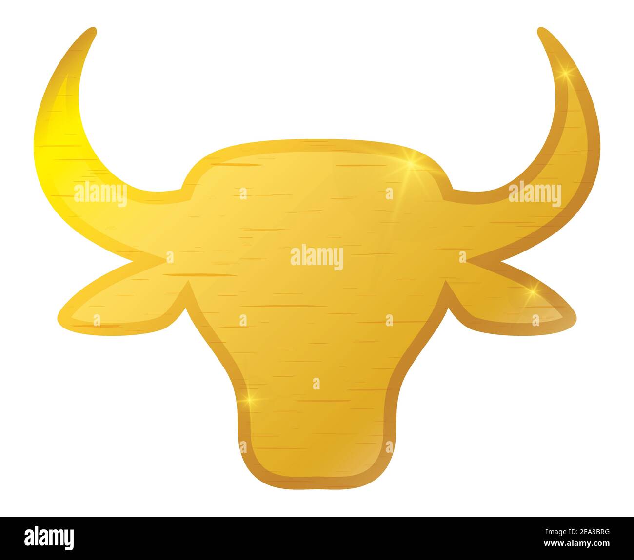 Golden medal of bull or ox head on polished metal, isolated over white ...