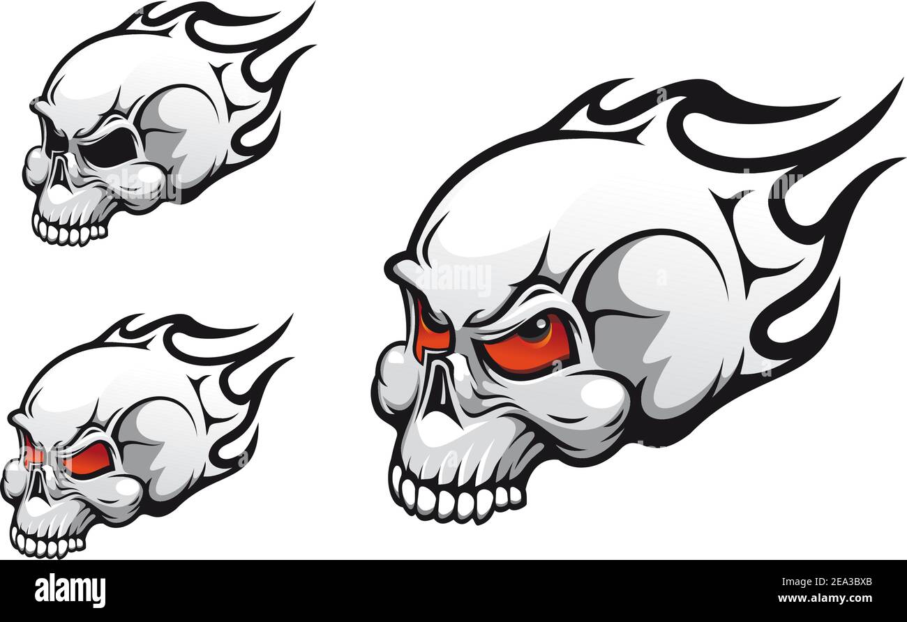 Danger evil skulls as a tattoo isolated on white Stock Vector Image ...