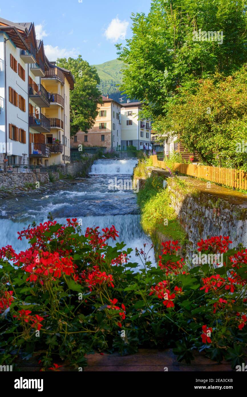Ponte di Legno, Brescia province, Lombardy, Italy. old town in the ...