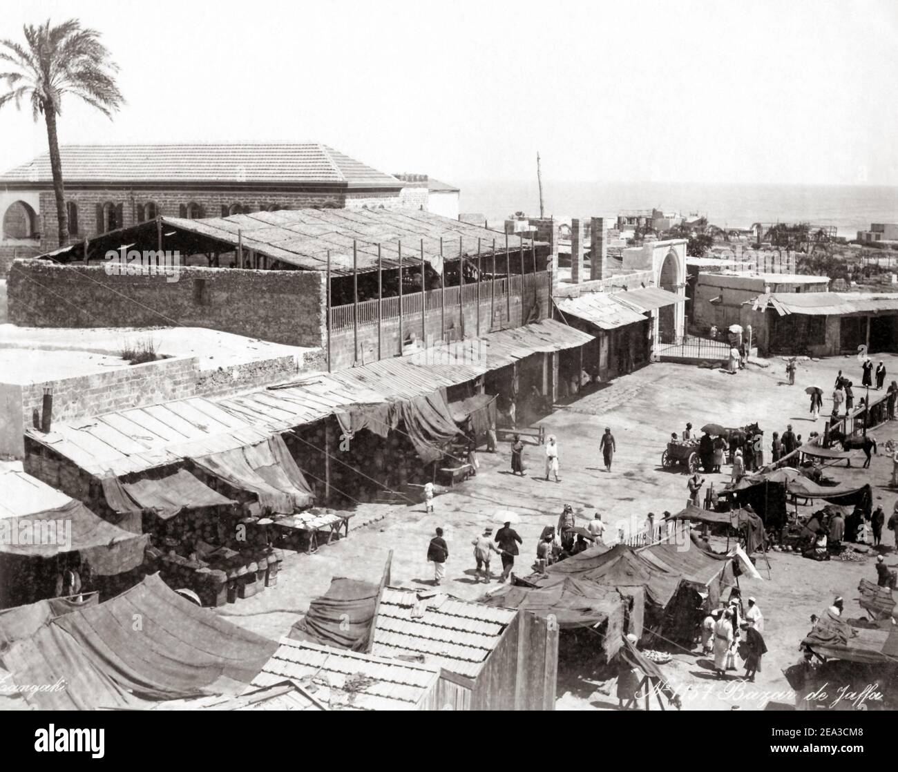 Late 19th century photograph - Bazaar at Jaffa, Palestine (Israel) c ...