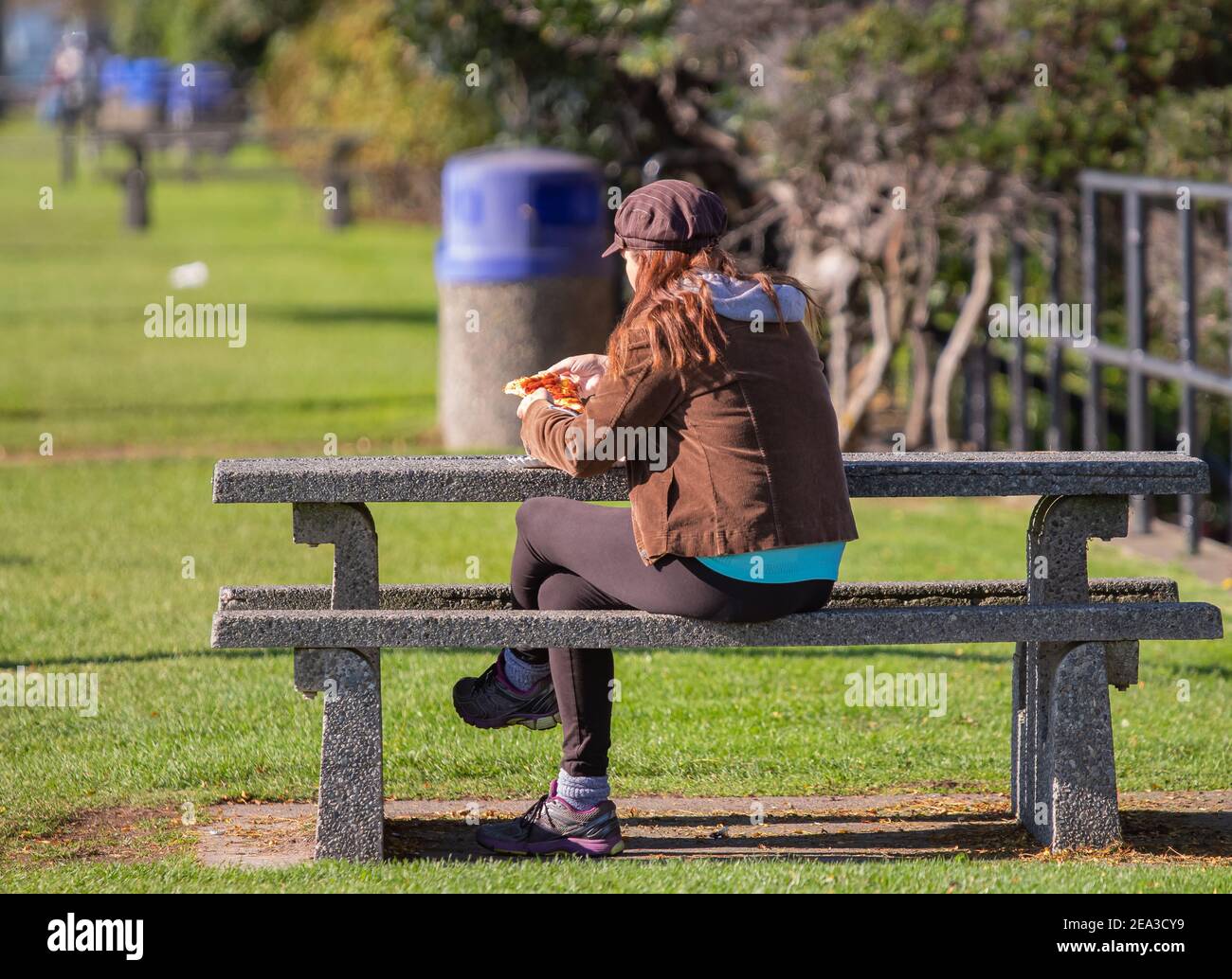 Elderly woman sitting rear view bench hi-res stock photography and ...