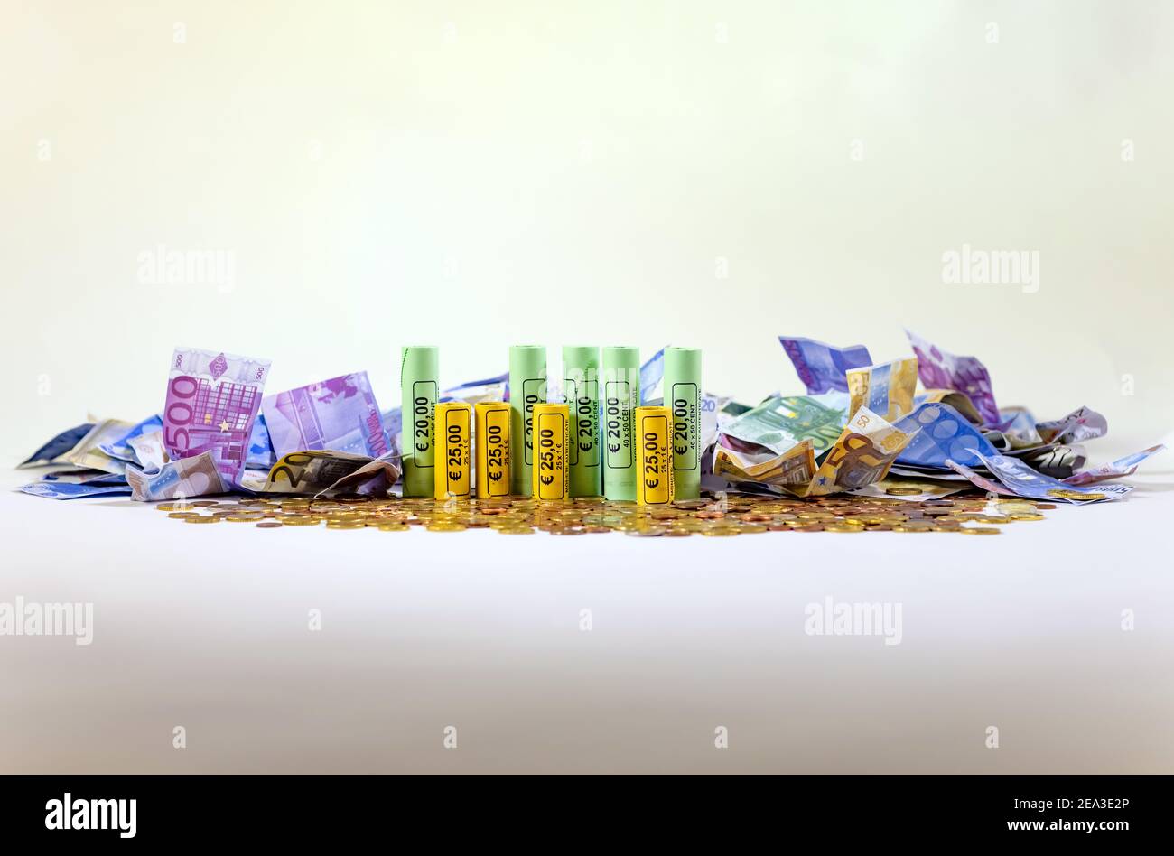 Money city, made of coins and banknotes Stock Photo - Alamy