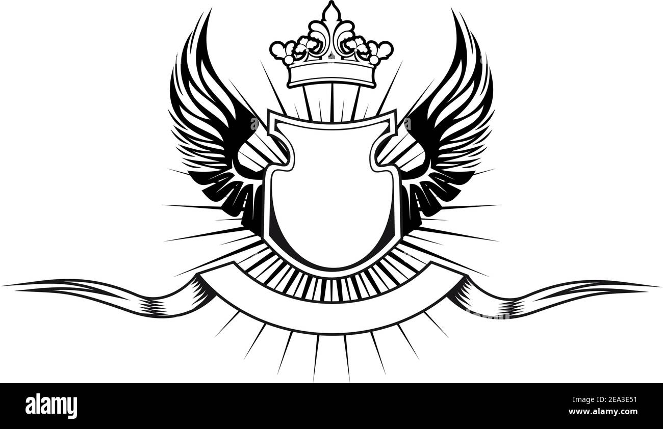 Heraldry elements with wings and ribbons for design Stock Vector Image ...