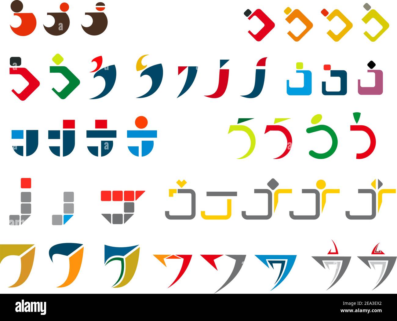 Set of alphabet symbols and elements of letter J Stock Vector Image ...