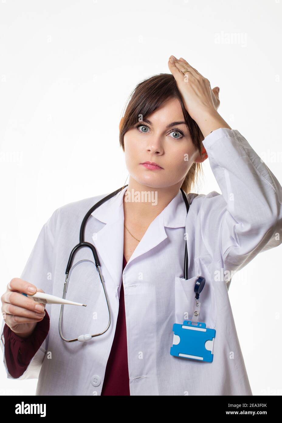 Portrait of confident, beautiful, young medical female doctor. The ...