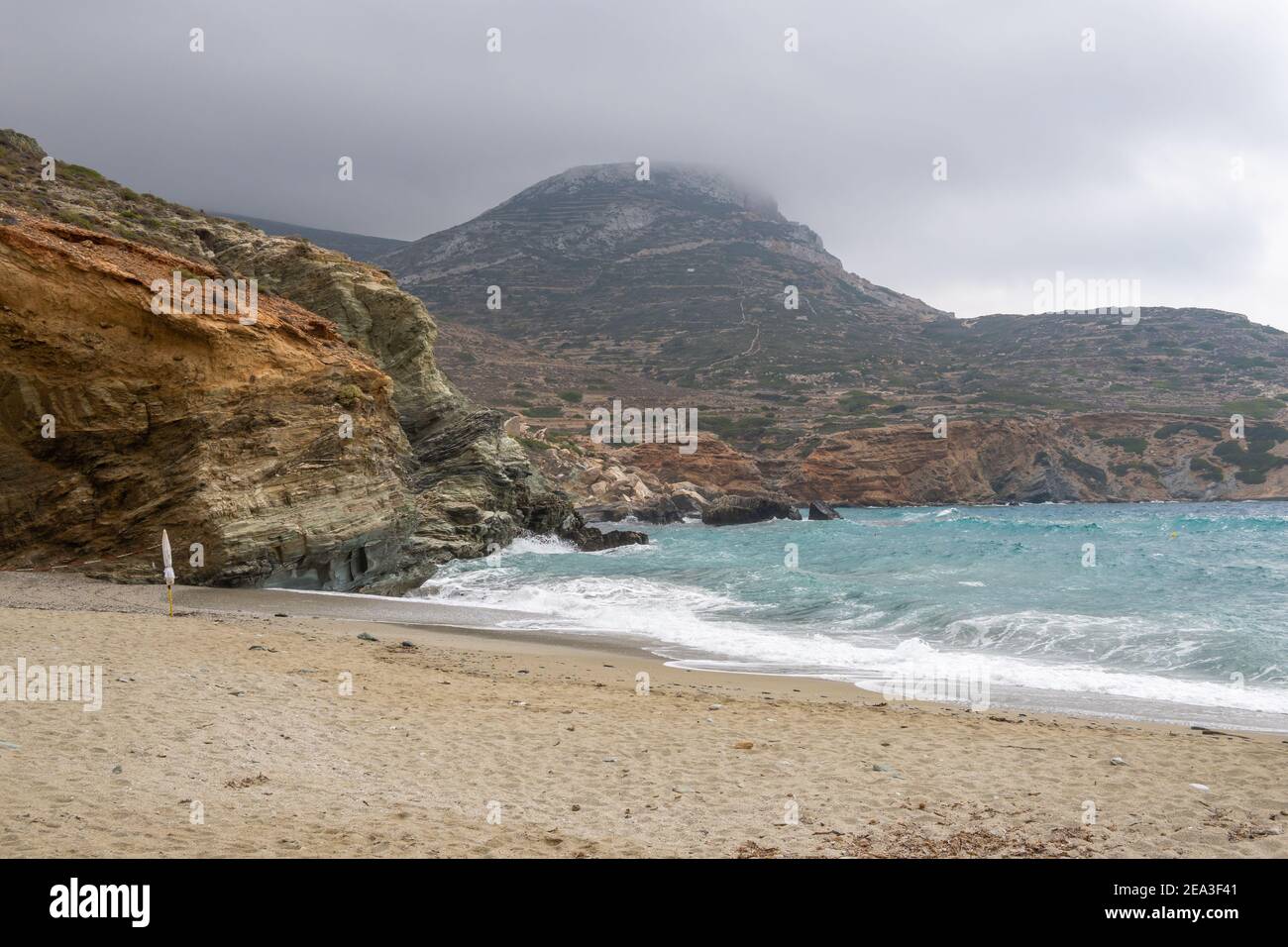 Agali Beach on Folegandros island. An ideal family sandy beach at the ...
