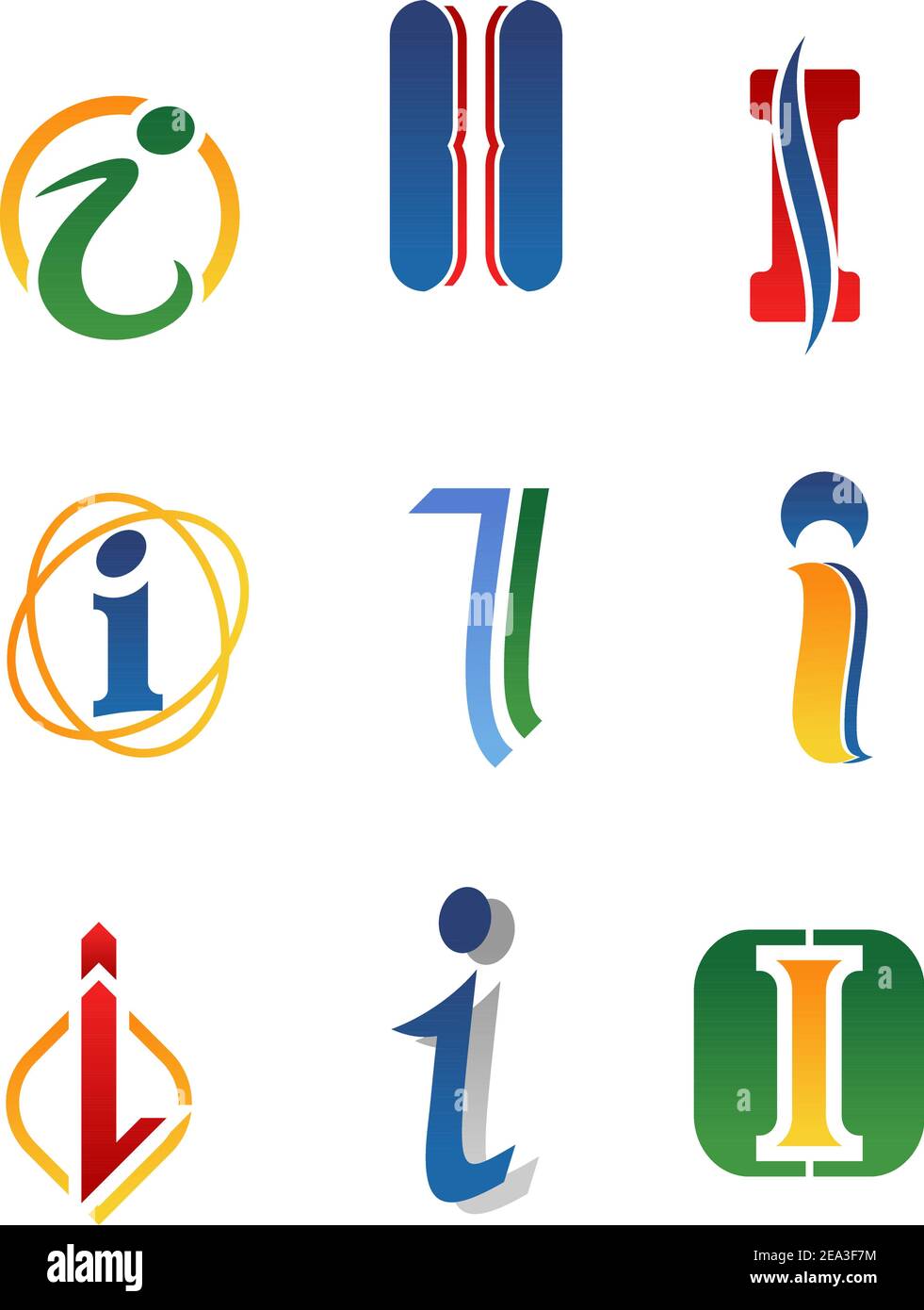 Set of alphabet symbols and elements of letter I Stock Vector Image ...
