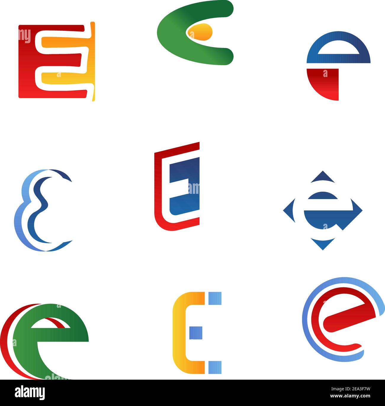 Set of alphabet symbols and icons of letter E Stock Vector Image & Art ...