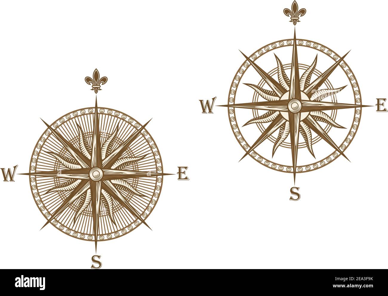 Ancient compass isolated on white background for travel design Stock ...