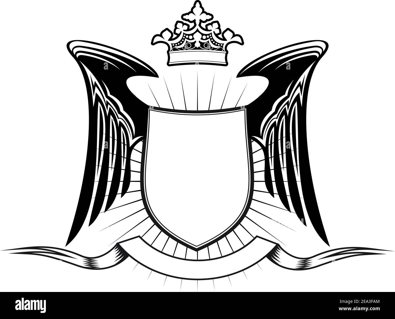 Heraldry elements with wings and ribbons for design Stock Vector Image ...