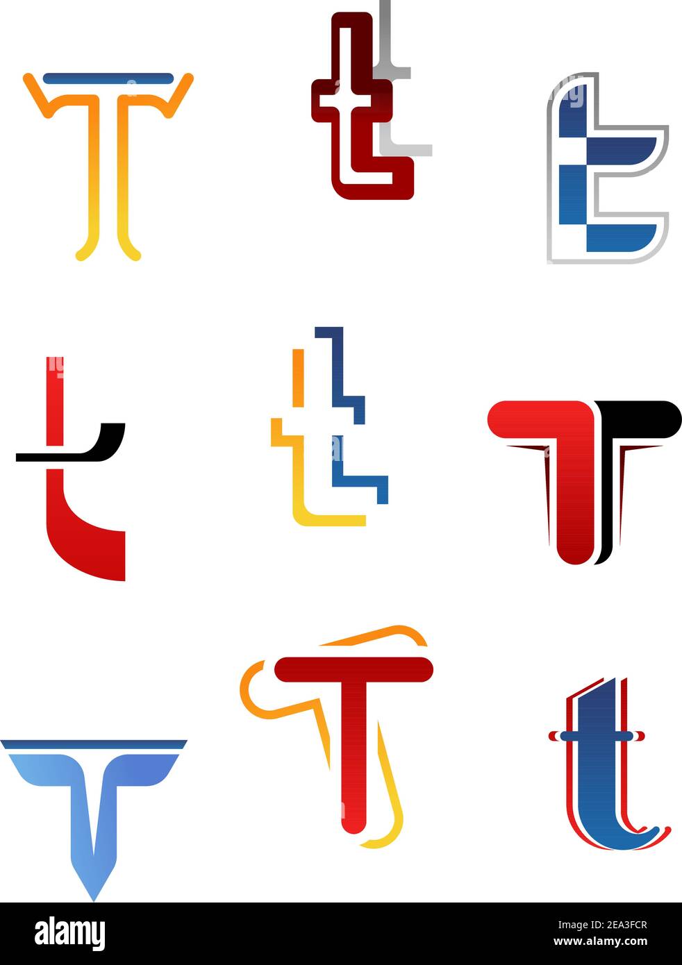 Set of alphabet symbols and elements of letter T Stock Vector Image ...